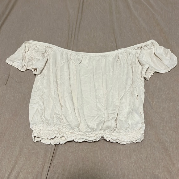 H&M | Tops | Hm White Off The Shoulder Crop Top | Poshmark